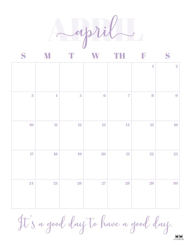 April 2022 Calendars - 25 FREE Printables | Printabulls