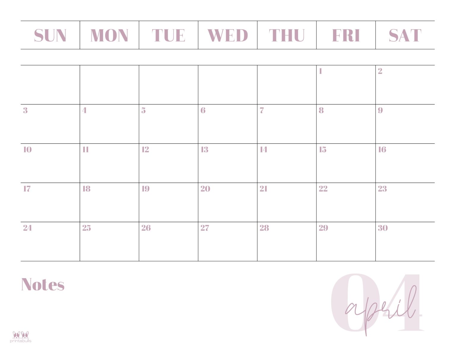 April 2022 Calendars - 25 FREE Printables | Printabulls