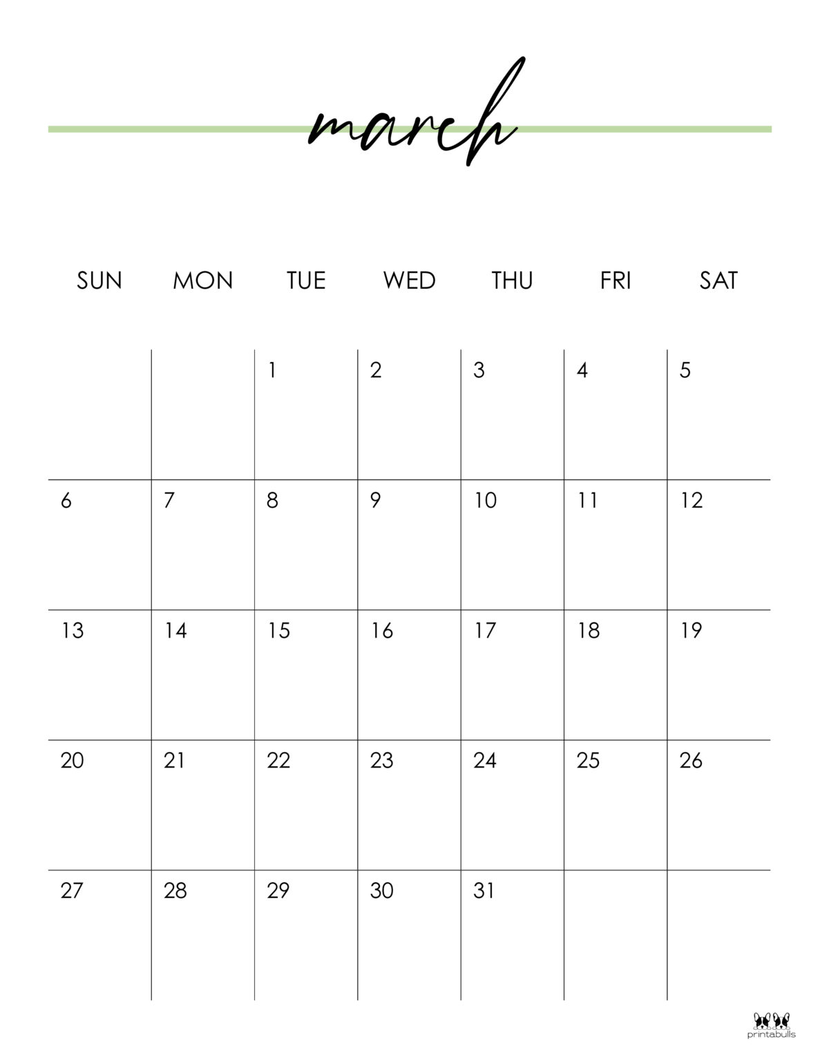 March 2022 Calendars - 15 FREE Printables | Printabulls