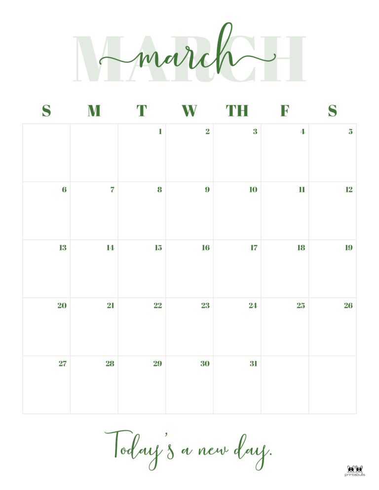 March 2022 Calendars - 15 FREE Printables | Printabulls