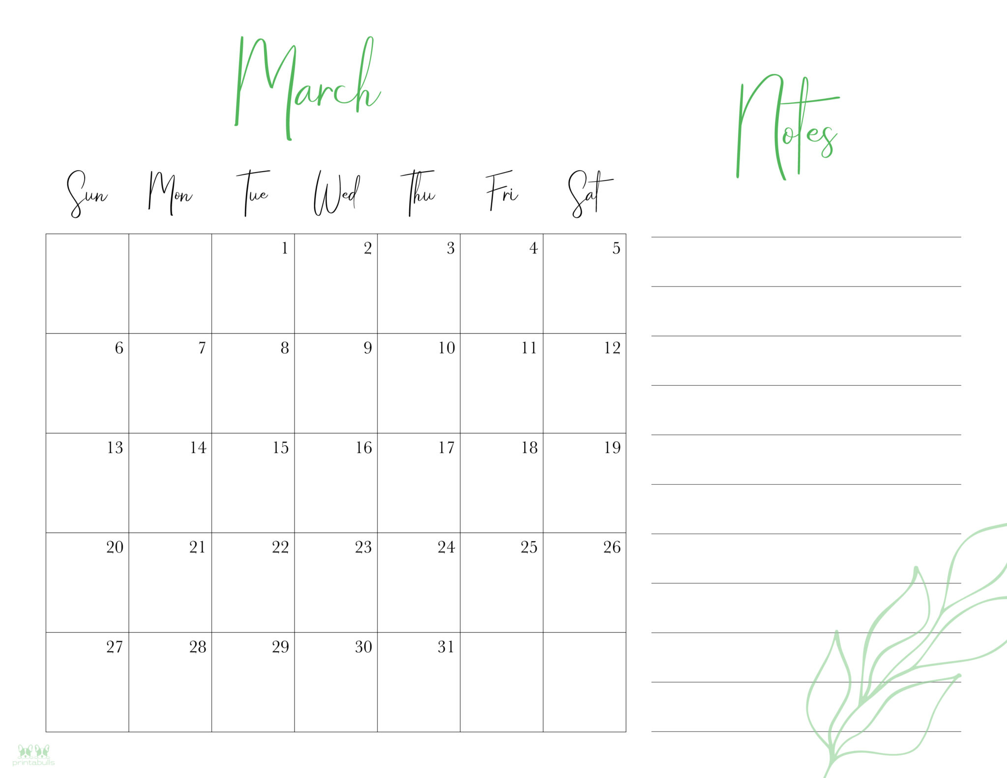 March 2022 Calendars - 15 FREE Printables | Printabulls