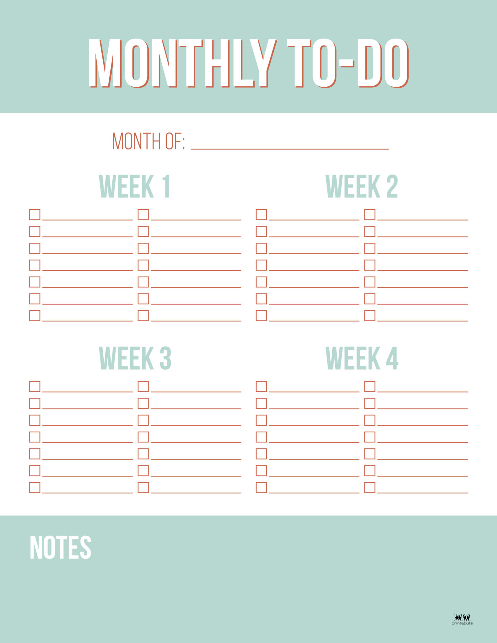 Monthly To Do Lists - FREE Printables | Printabulls