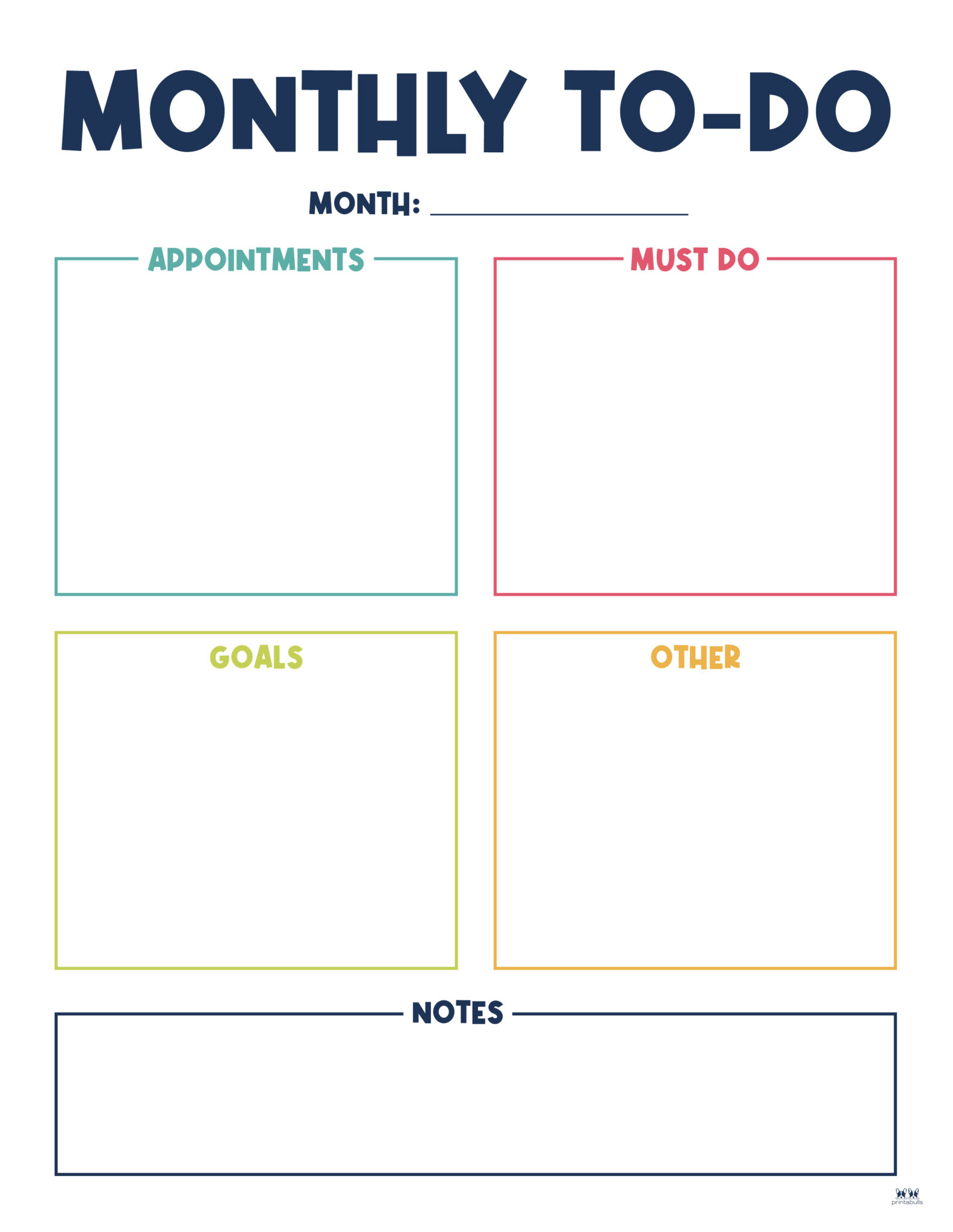 Monthly To Do Lists - FREE Printables | Printabulls
