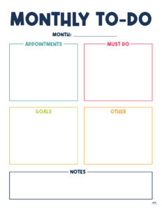 Monthly To Do Lists - FREE Printables - PrintaBulk