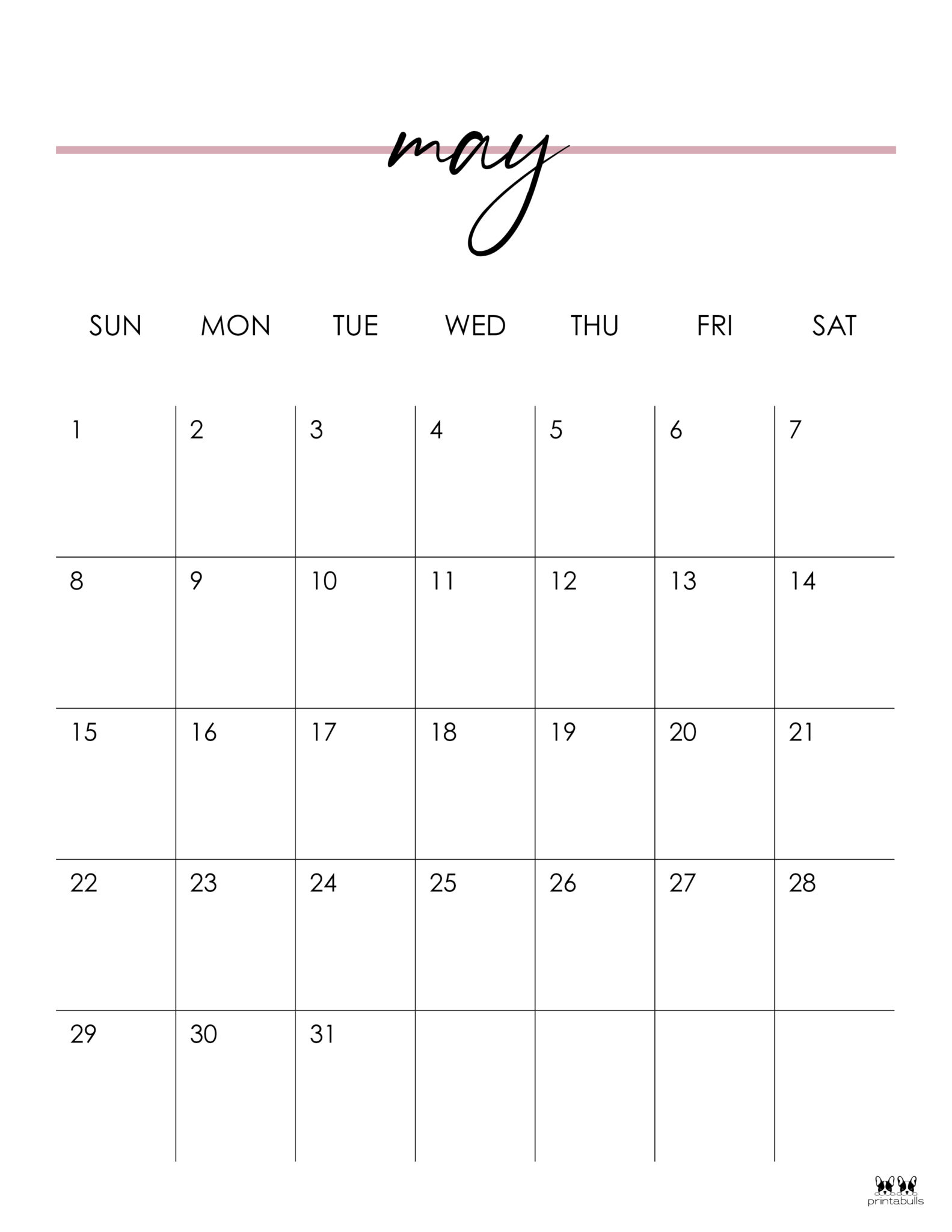 May 2022 Calendars - 25 FREE Printable Calendars | Printabulls