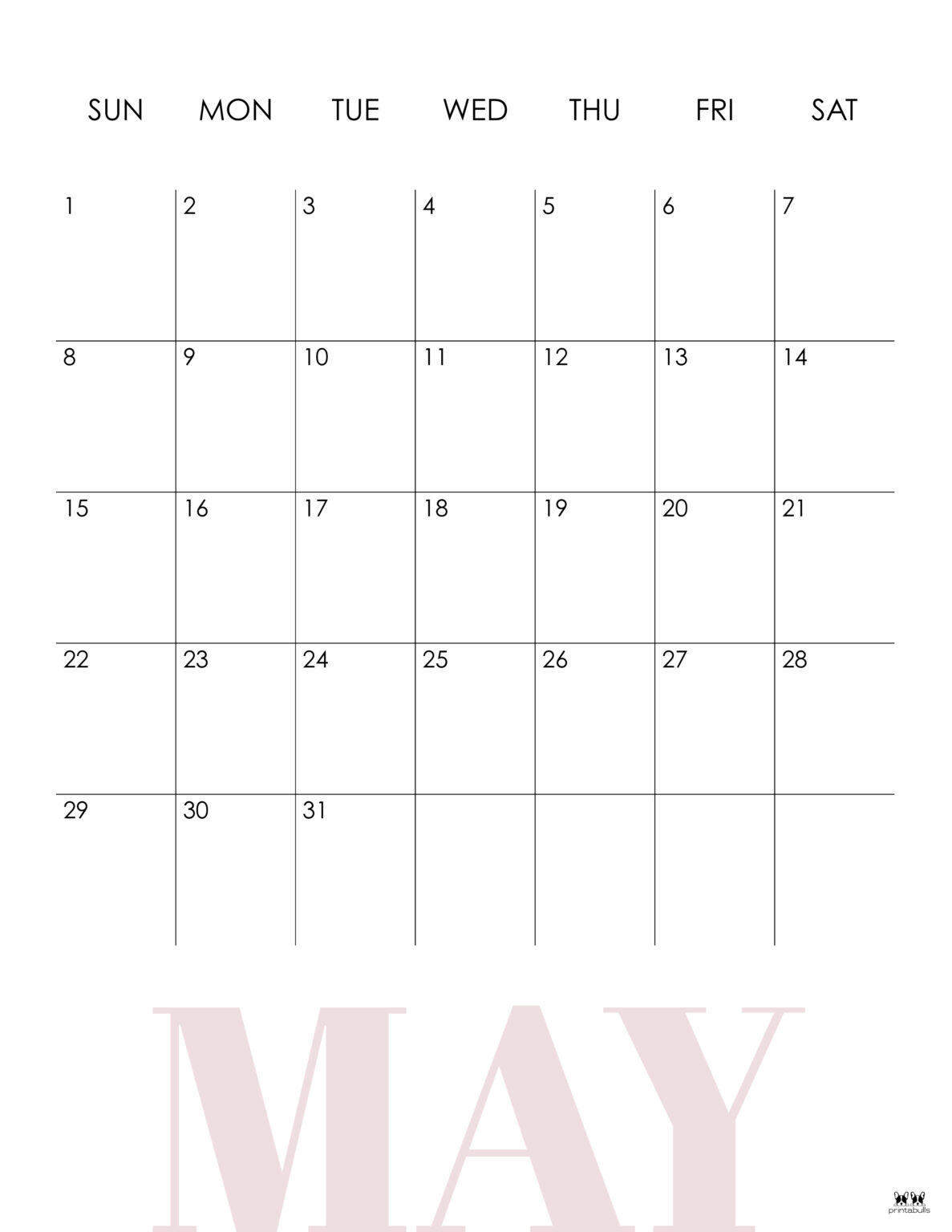 May 2022 Calendars - 25 FREE Printable Calendars | Printabulls