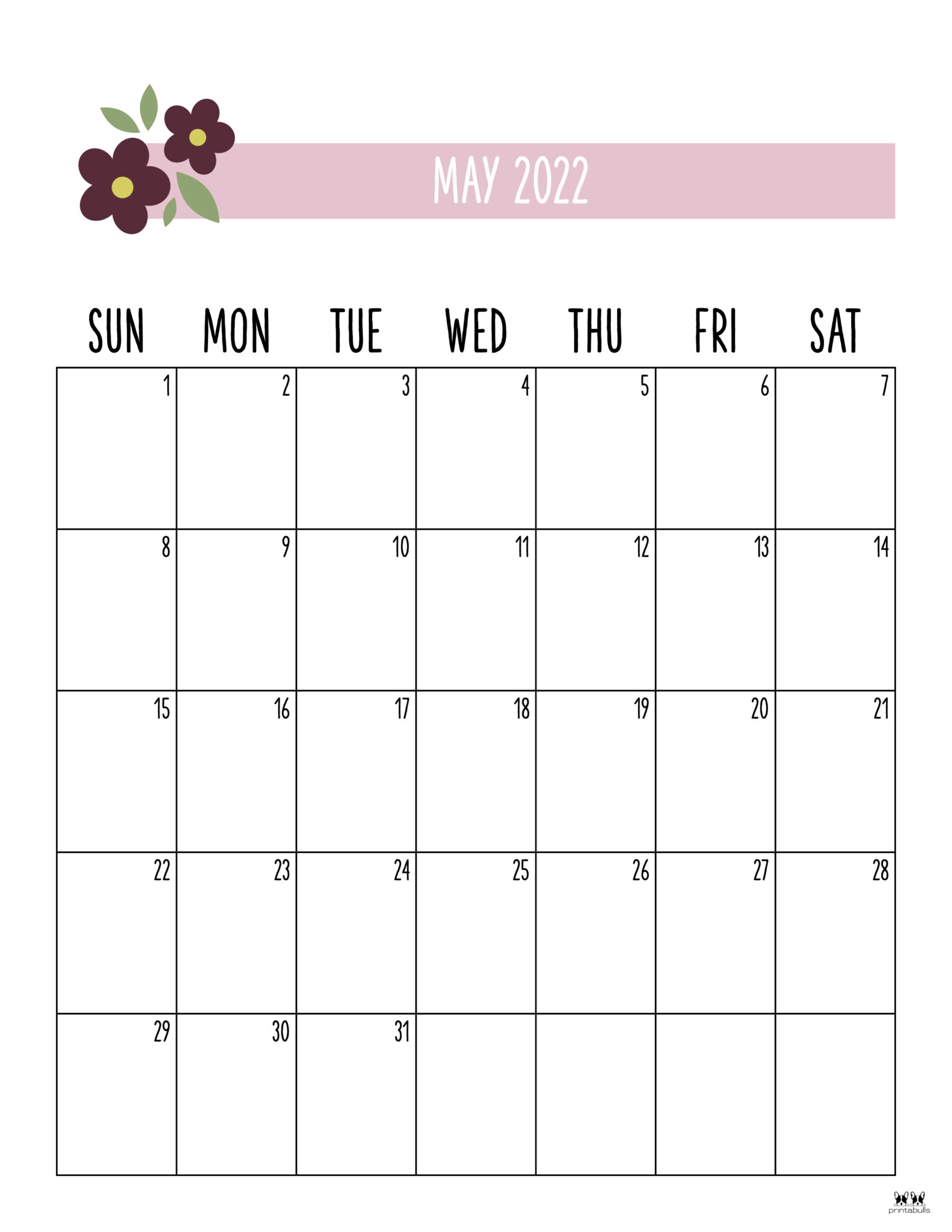 May 2022 Calendars - 25 FREE Printable Calendars | Printabulls