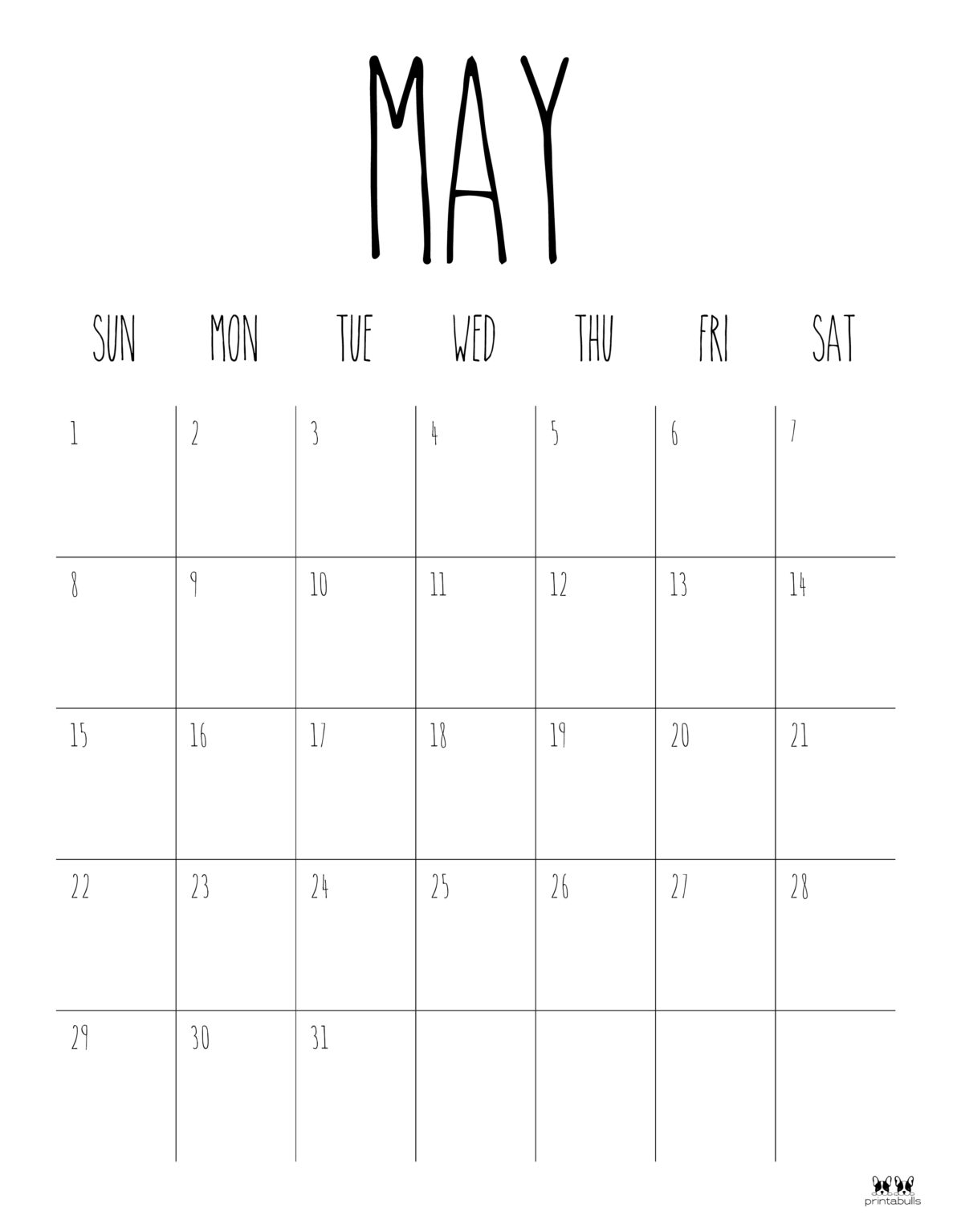 May 2022 Calendars - 25 FREE Printable Calendars | Printabulls