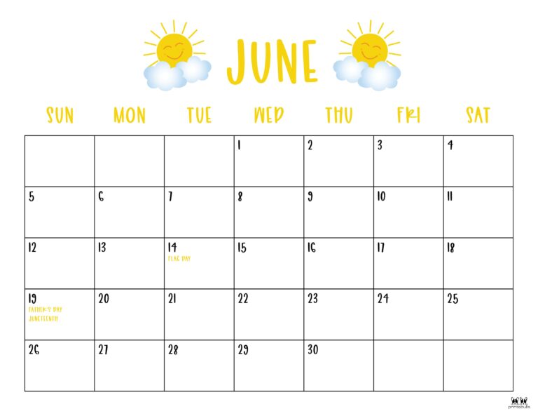 June 2022 Calendars - 25 FREE Printables | Printabulls