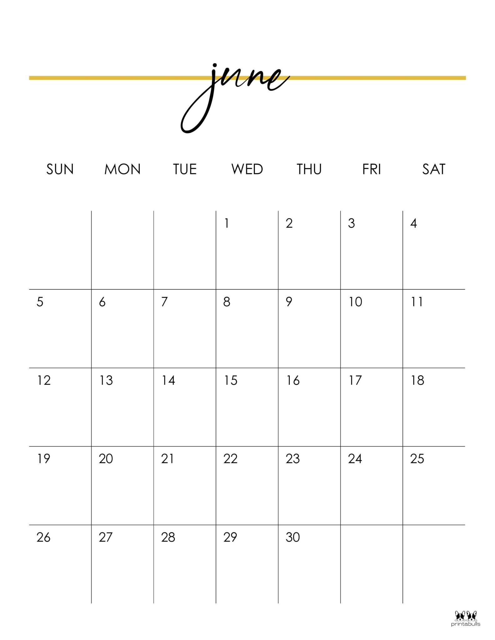 June 2022 Calendars - 25 FREE Printables | Printabulls