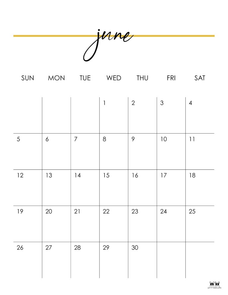 June 2022 Calendars - 25 FREE Printables | Printabulls