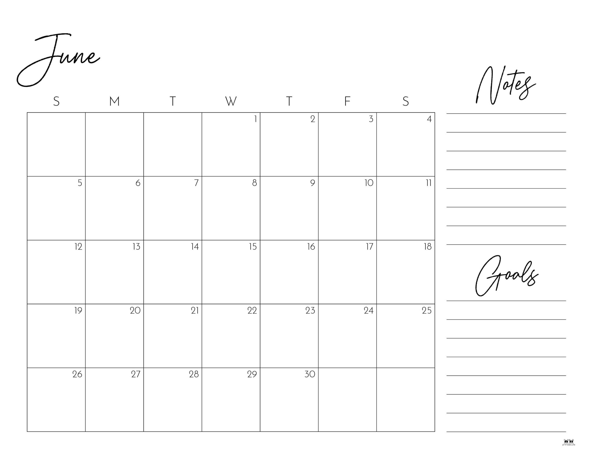 June 2022 Calendars - 25 FREE Printables | Printabulls