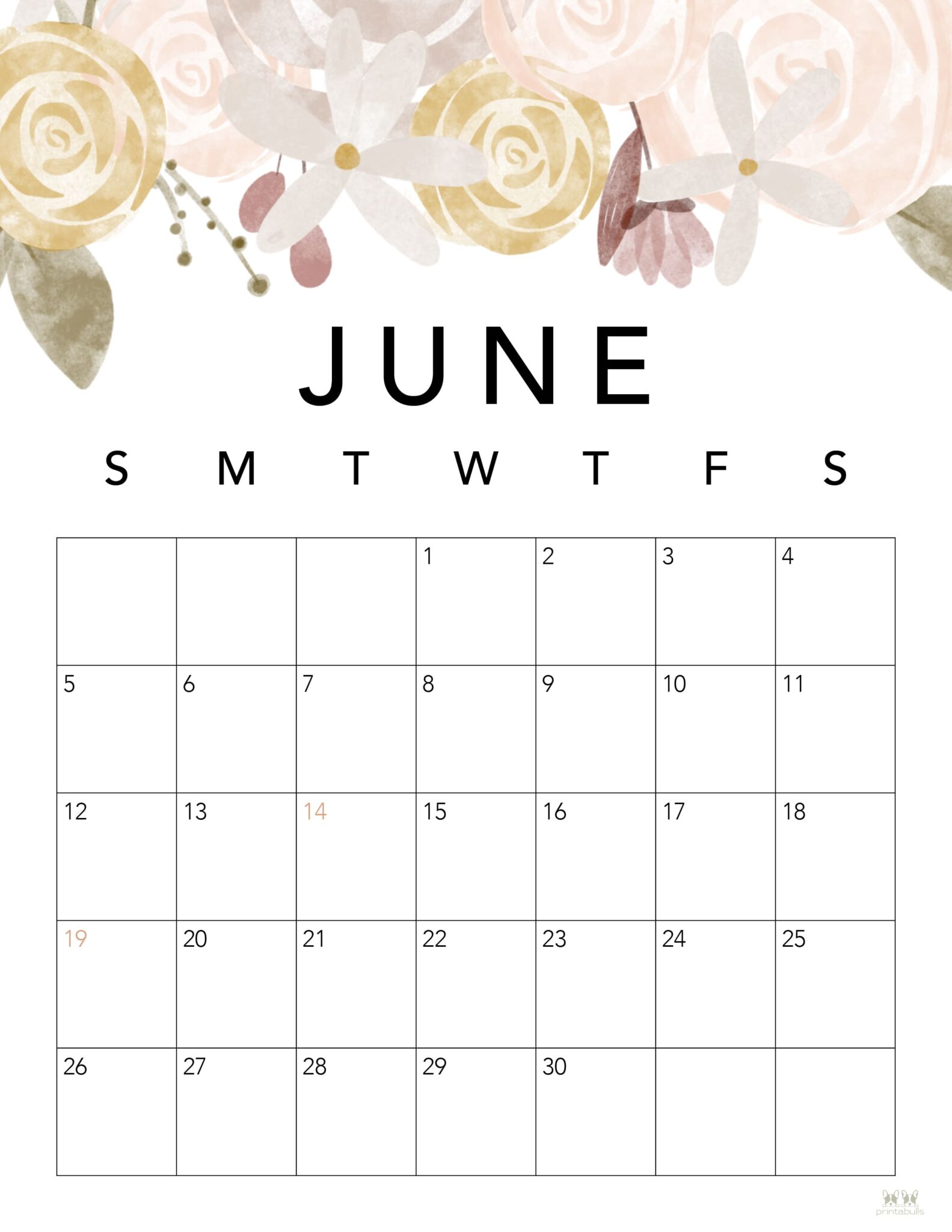 June 2022 Calendars - 25 FREE Printables | Printabulls