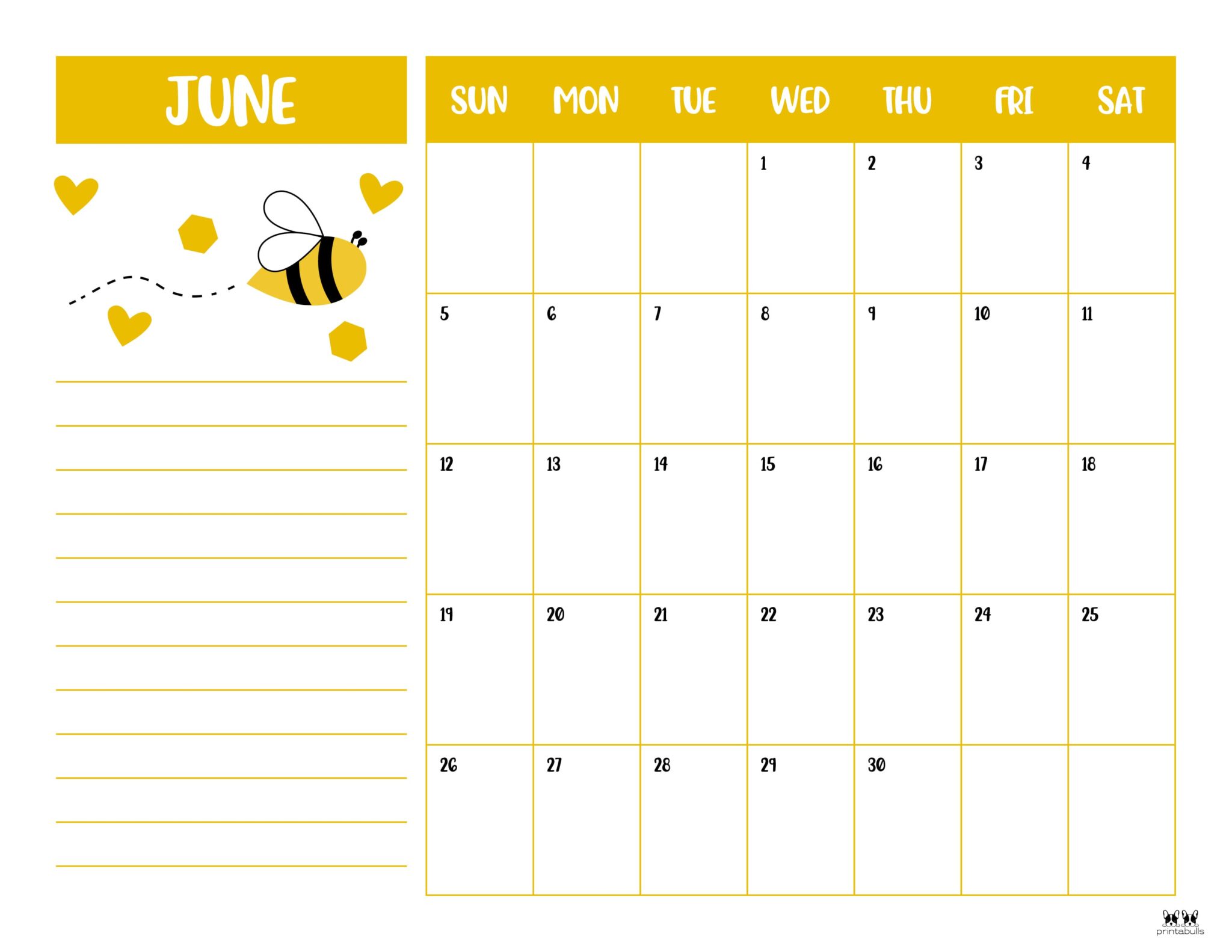 June 2022 Calendars - 25 FREE Printables | Printabulls
