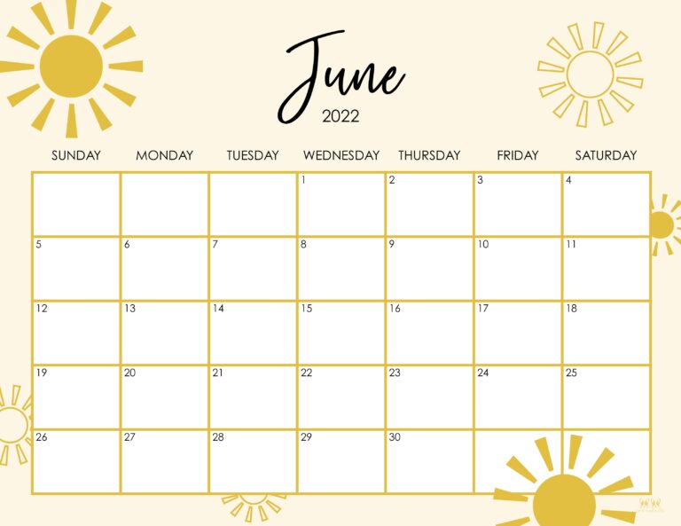 June 2022 Calendars - 25 FREE Printables | Printabulls
