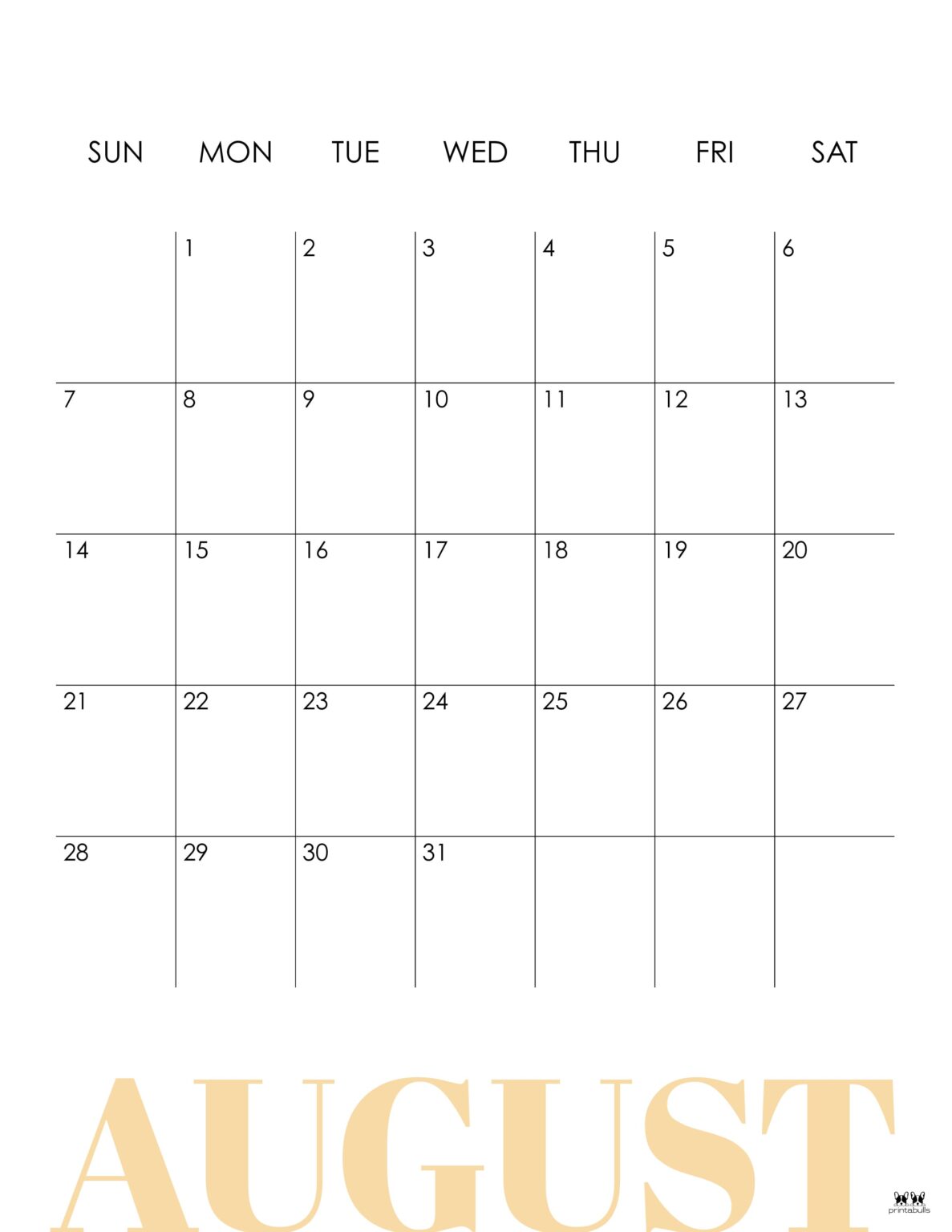August 2022 Calendars - 33 FREE Printables | Printabulls