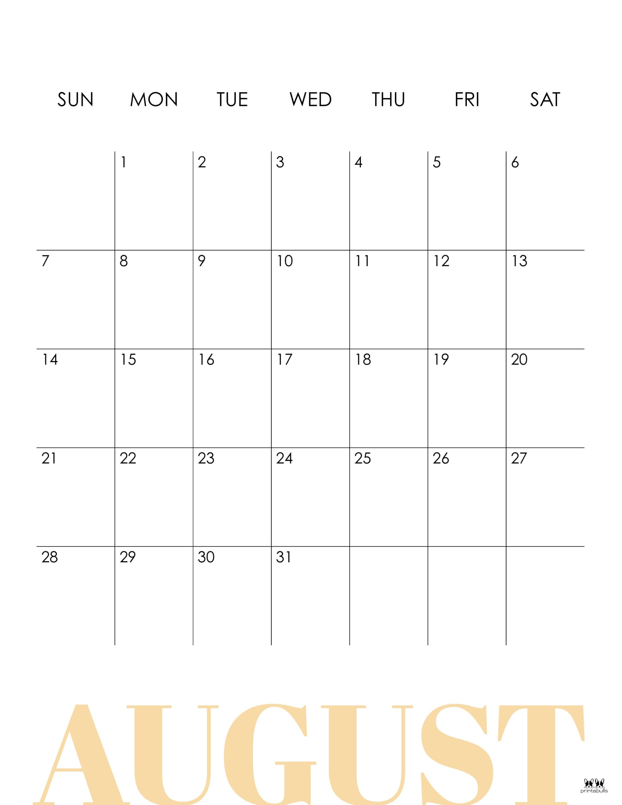 August 2022 Calendars - 33 FREE Printables | Printabulls
