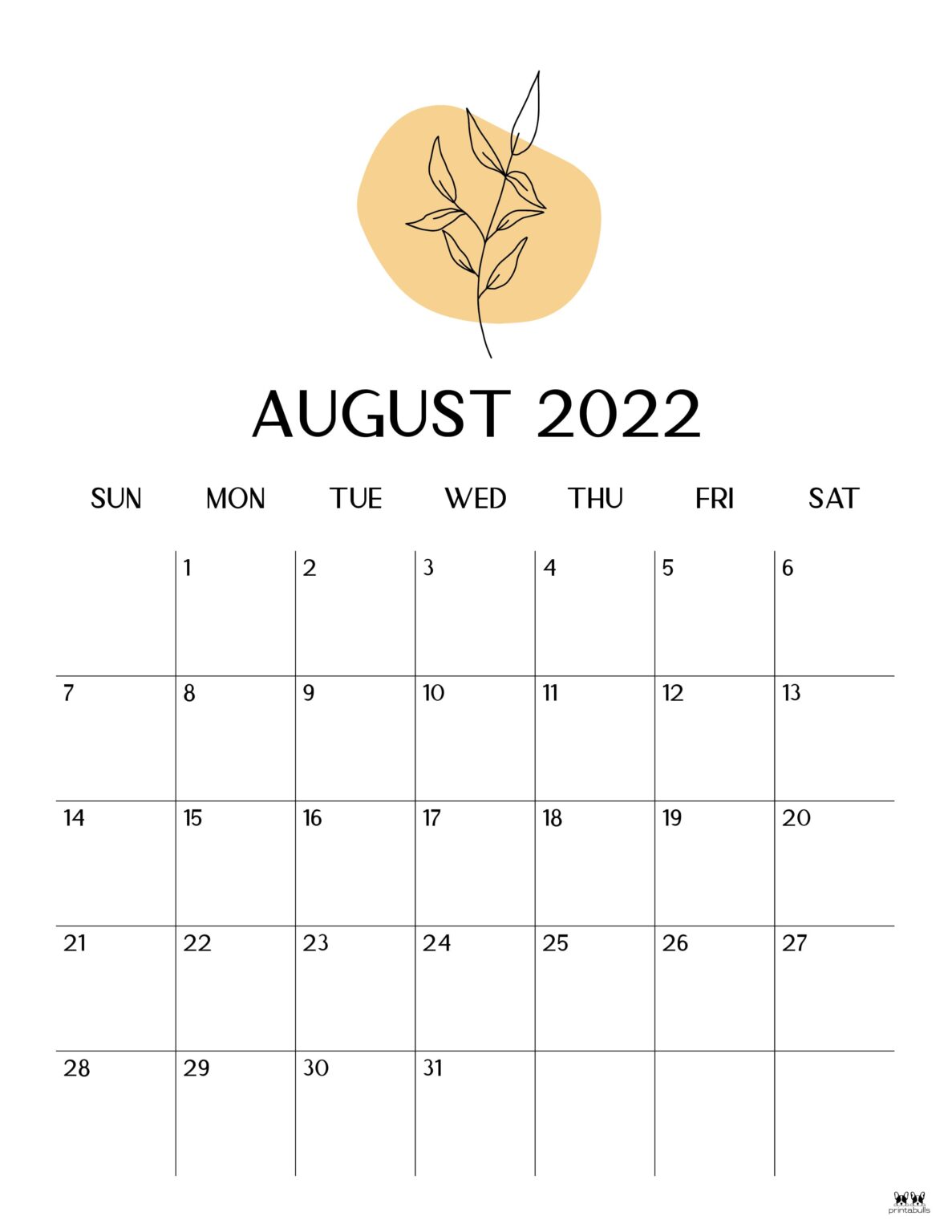 August 2022 Calendars - 33 FREE Printables | Printabulls