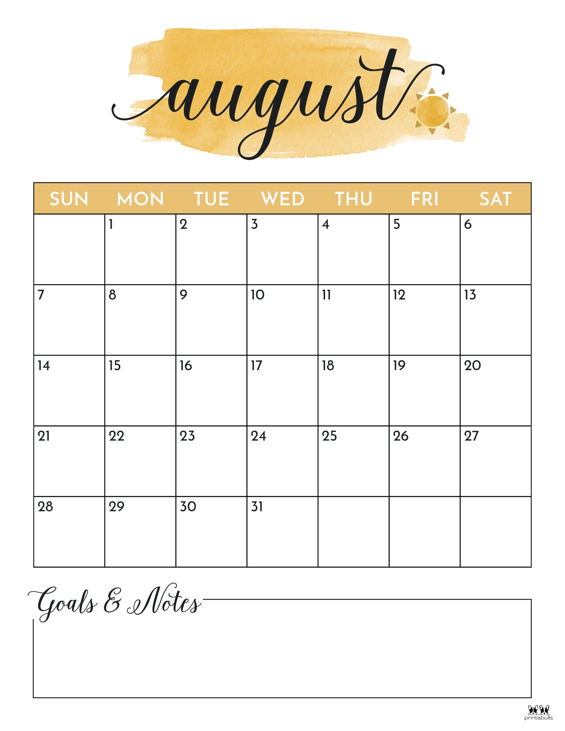 August 2022 Calendars - 33 FREE Printables | Printabulls