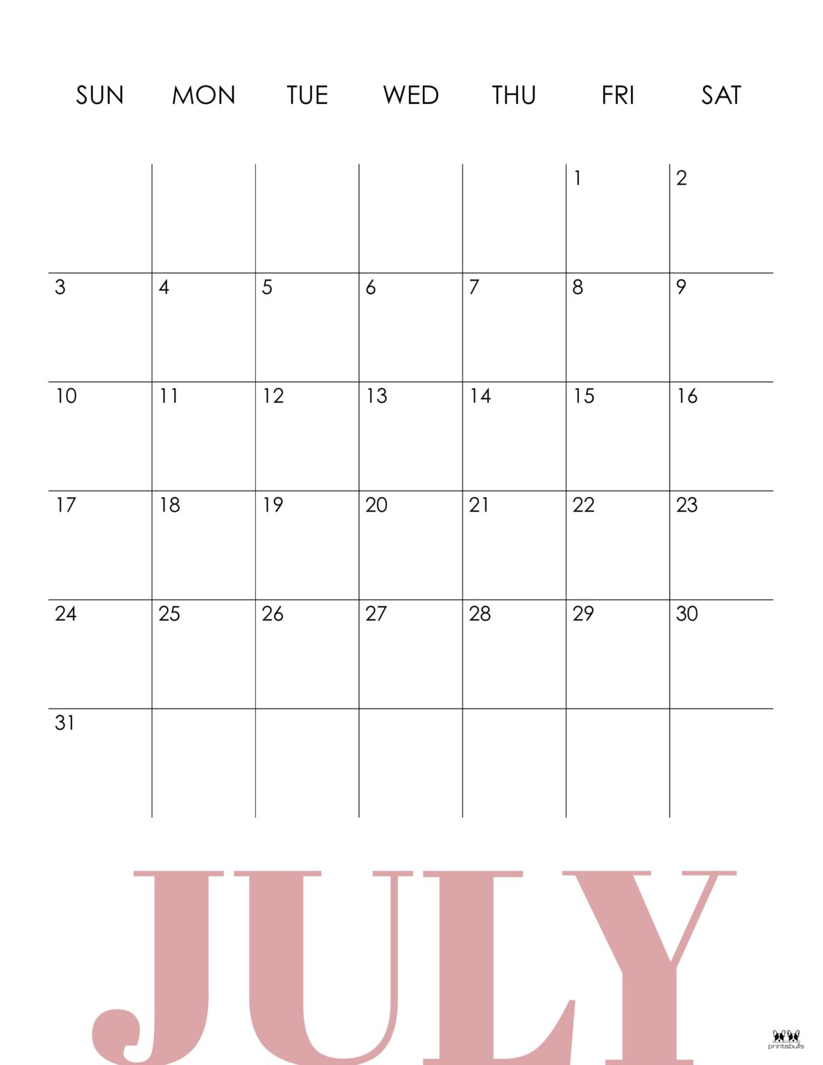 July 2022 Calendars - 33 FREE Printables | Printabulls