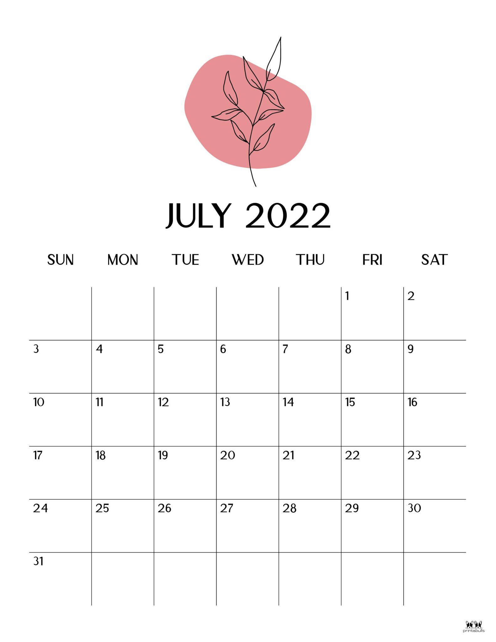 July 2022 Calendars - 33 FREE Printables | Printabulls