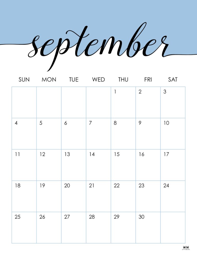 September 2022 Calendars - 50 FREE Printables | Printabulls