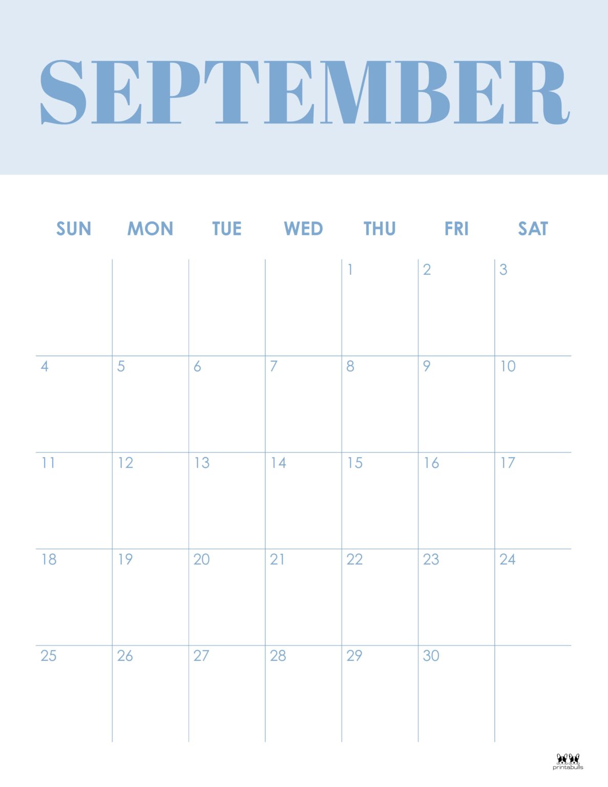 September 2022 Calendars - 50 FREE Printables | Printabulls