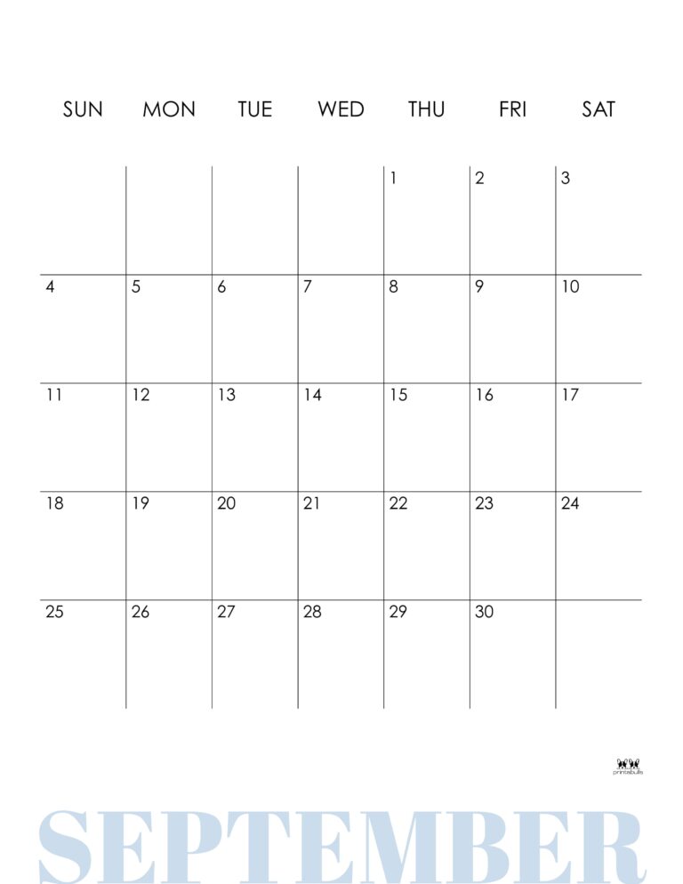 September 2022 Calendars - 50 FREE Printables | Printabulls