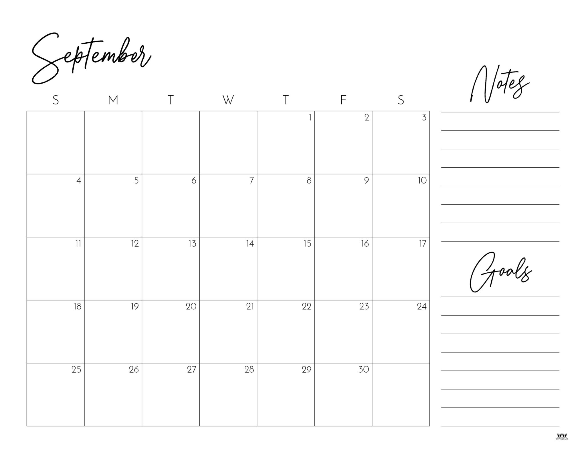 September 2022 Calendars - 50 FREE Printables | Printabulls