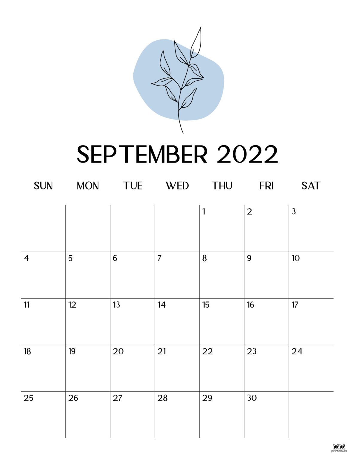 September 2022 Calendars - 50 FREE Printables | Printabulls