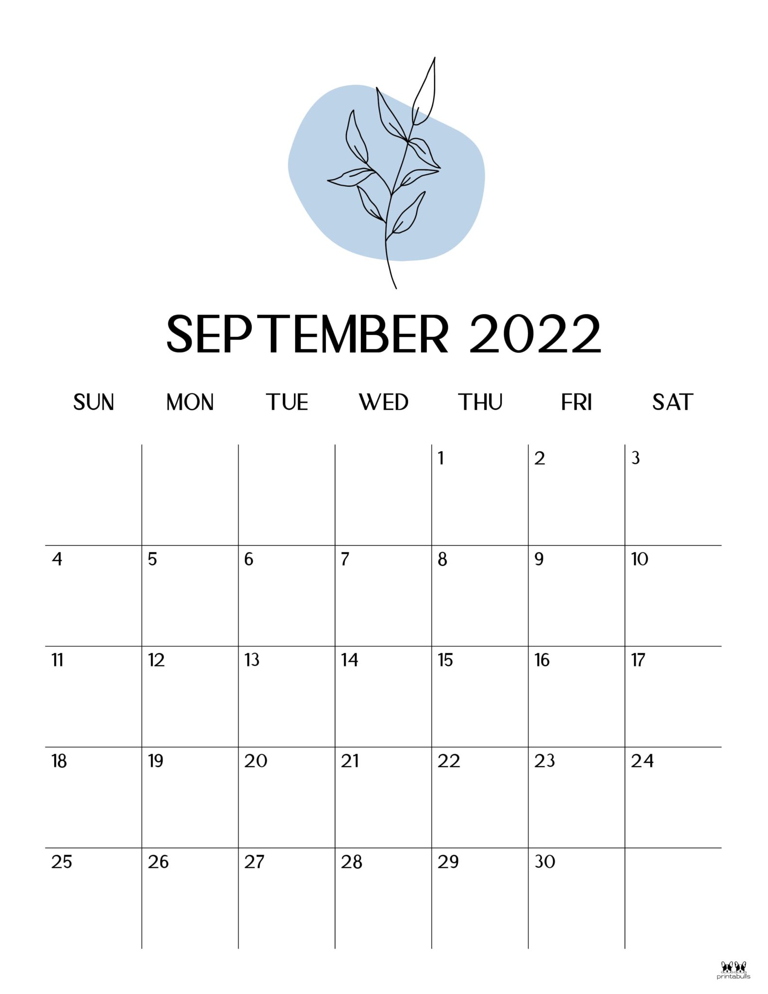 September 2022 Calendars - 50 FREE Printables | Printabulls