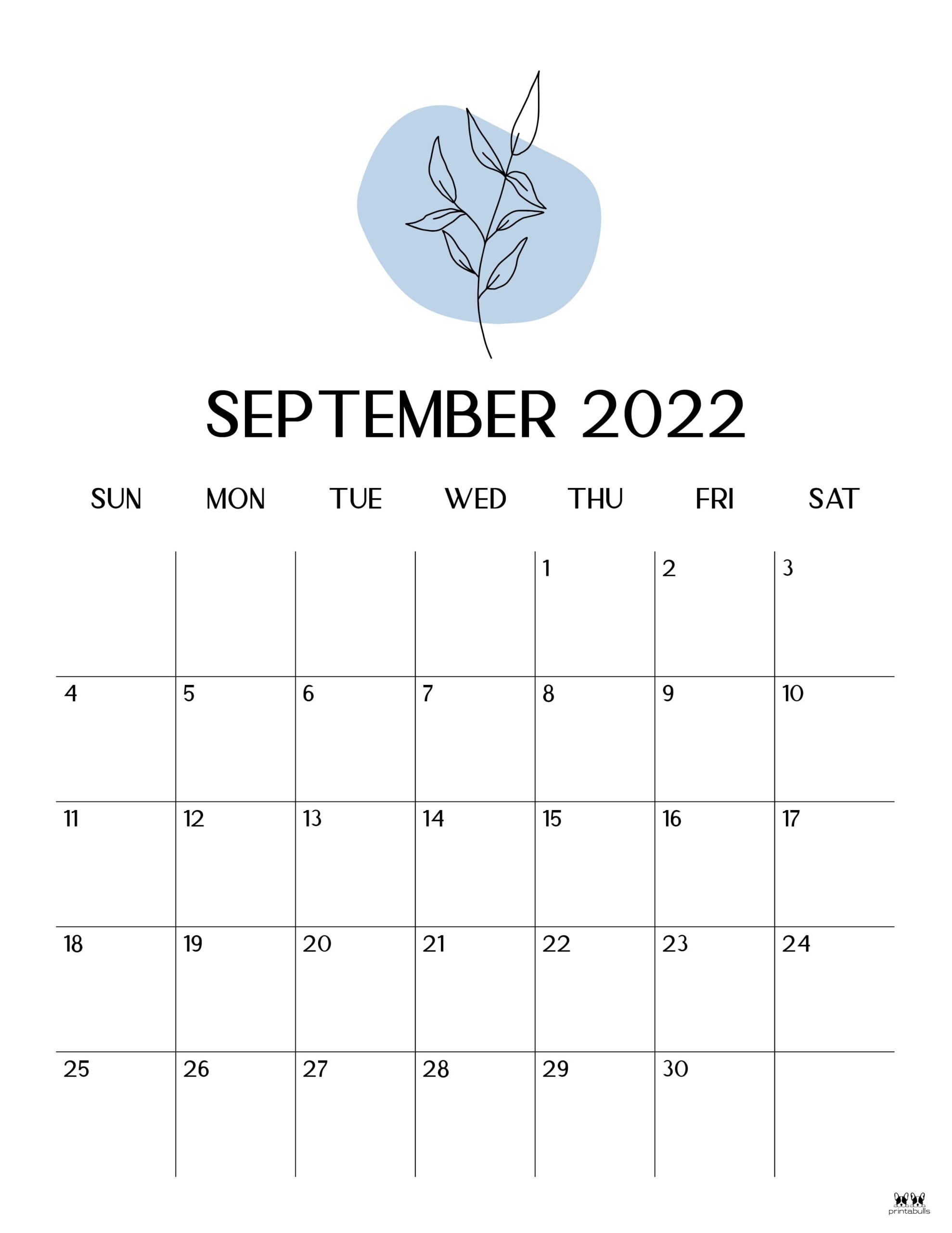 September 2022 Calendars - 50 FREE Printables | Printabulls