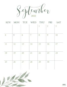 September 2022 Calendars - 50 FREE Printables | Printabulls