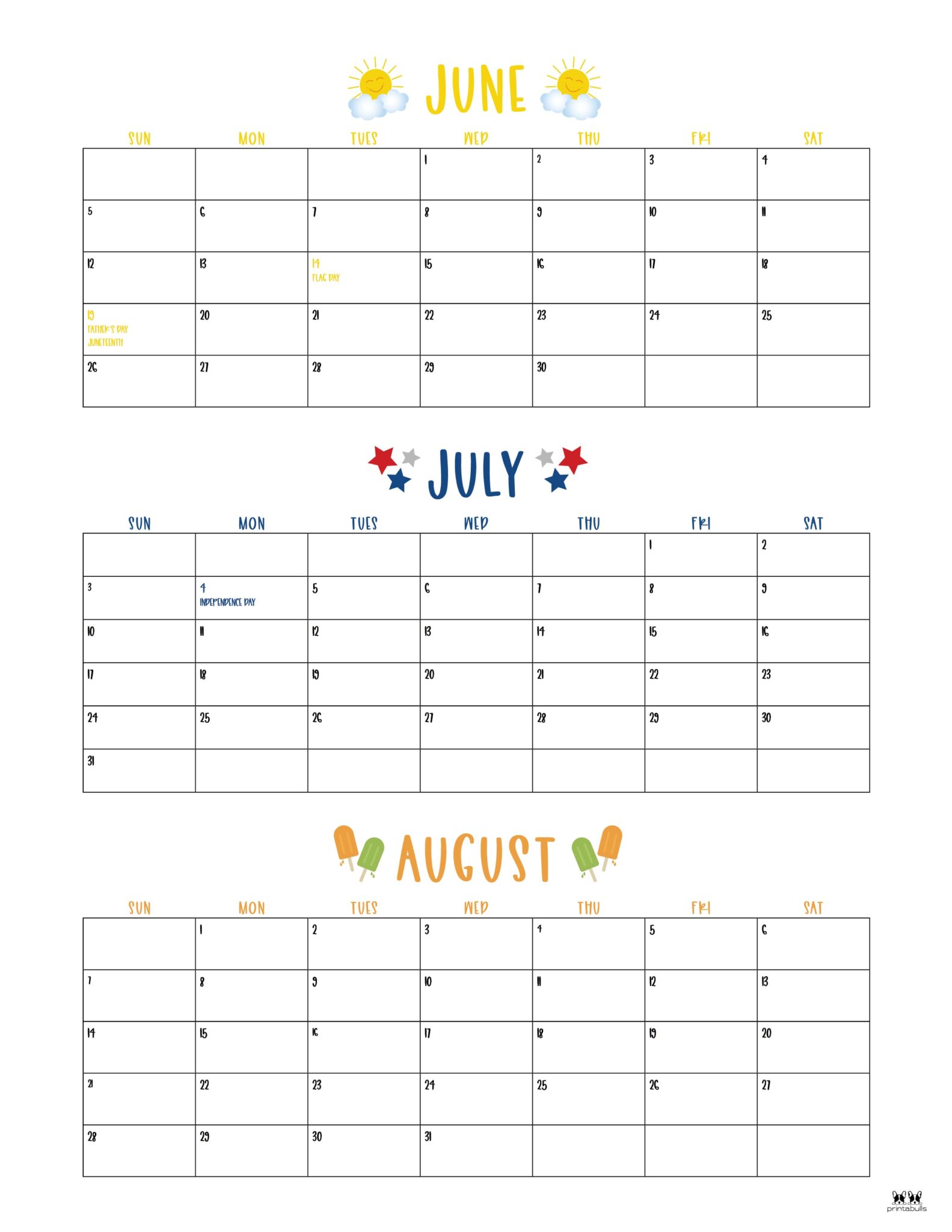 2022 Summer Calendars - 15 FREE Printables | Printabulls