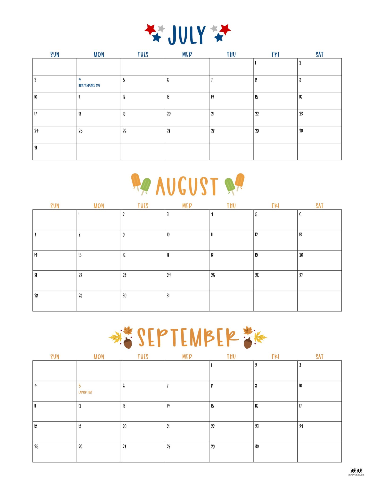 2022 Summer Calendars - 15 FREE Printables | Printabulls