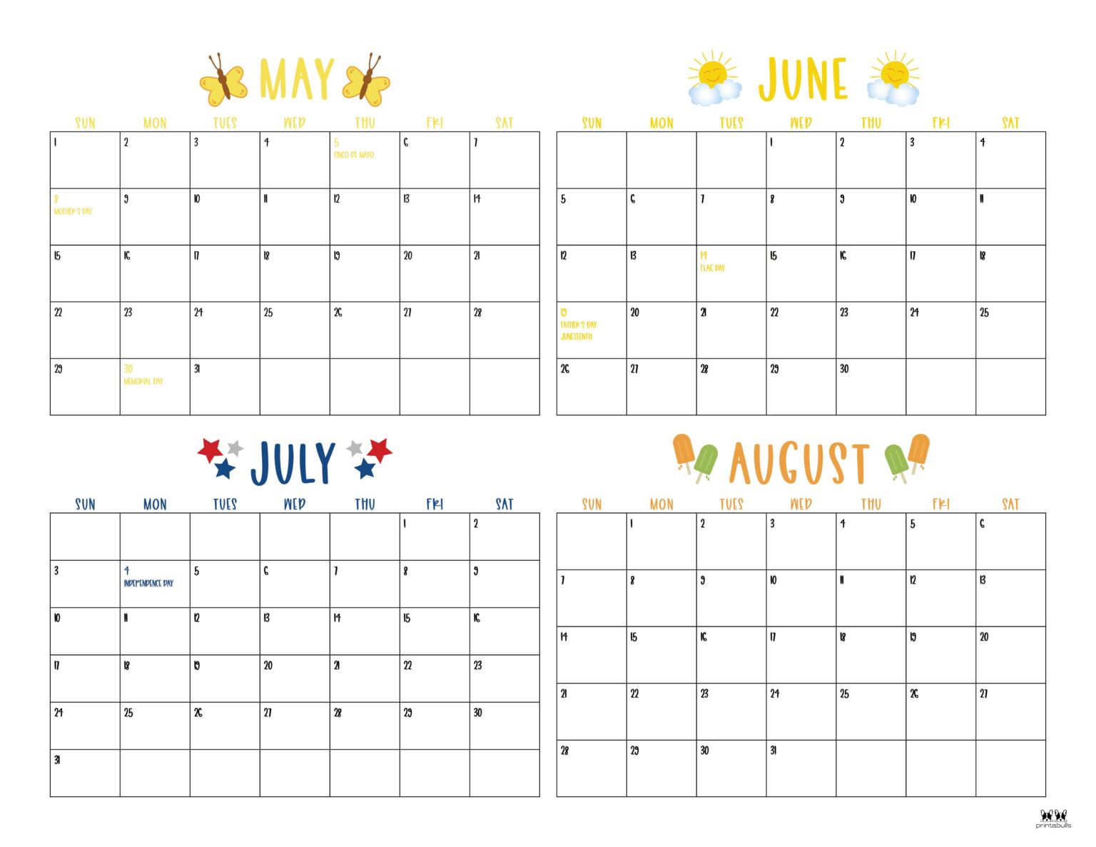 2022 4 Month Calendars - 20 FREE Printables | Printabulls