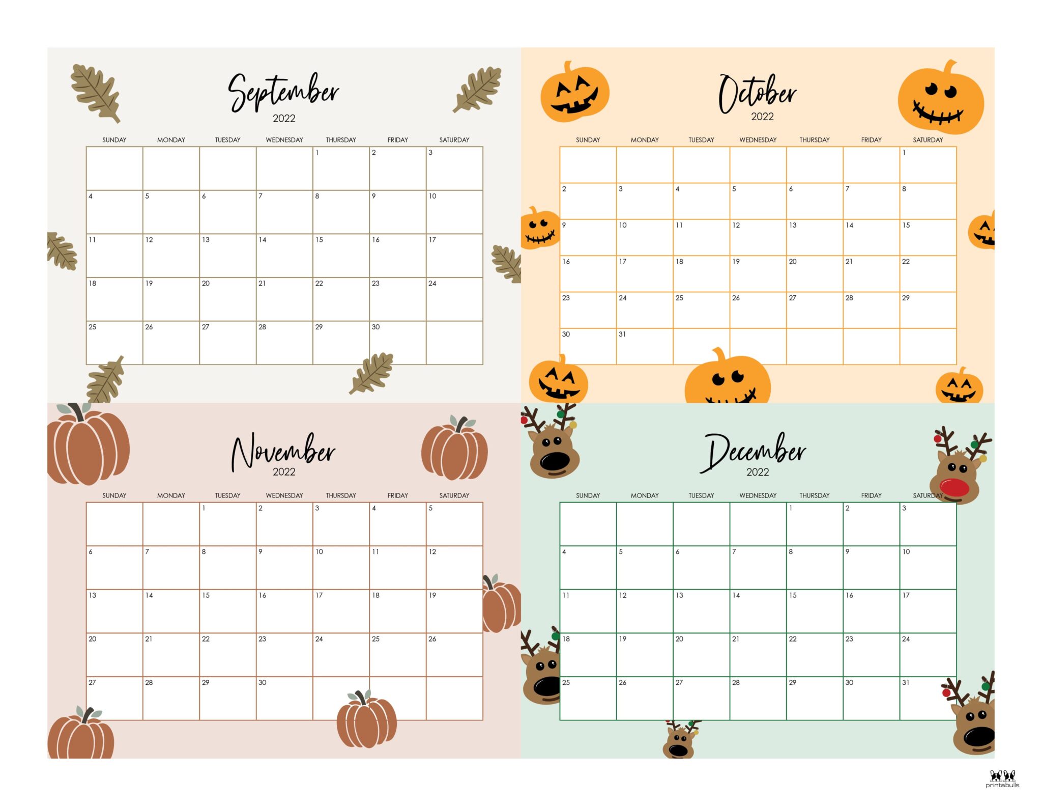 2022 4 Month Calendars - 20 FREE Printables | Printabulls
