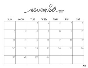 November 2022 Calendars - 50 FREE Printables | Printabulls