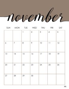 November 2022 Calendars - 50 FREE Printables | Printabulls