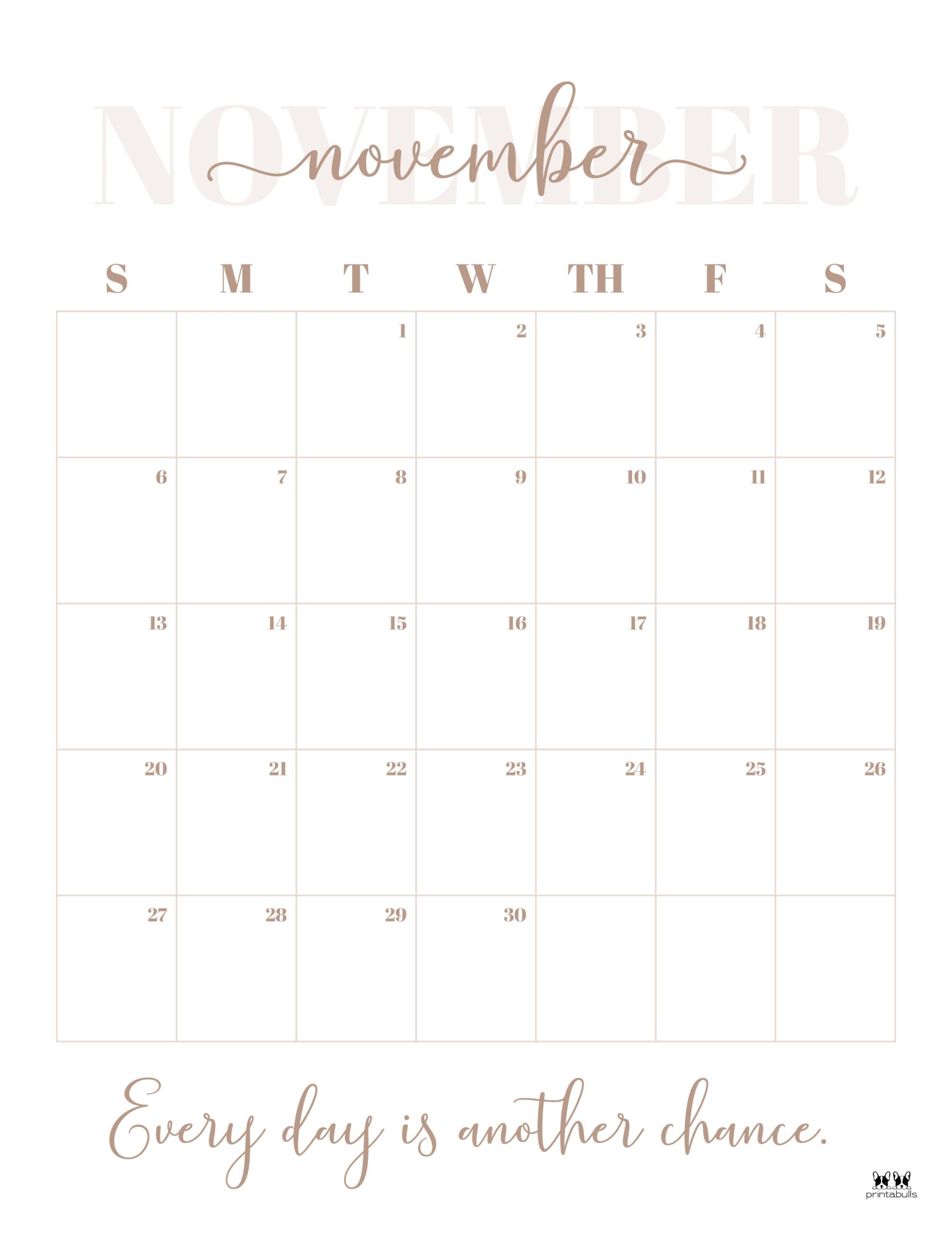 November 2022 Calendars - 50 FREE Printables | Printabulls