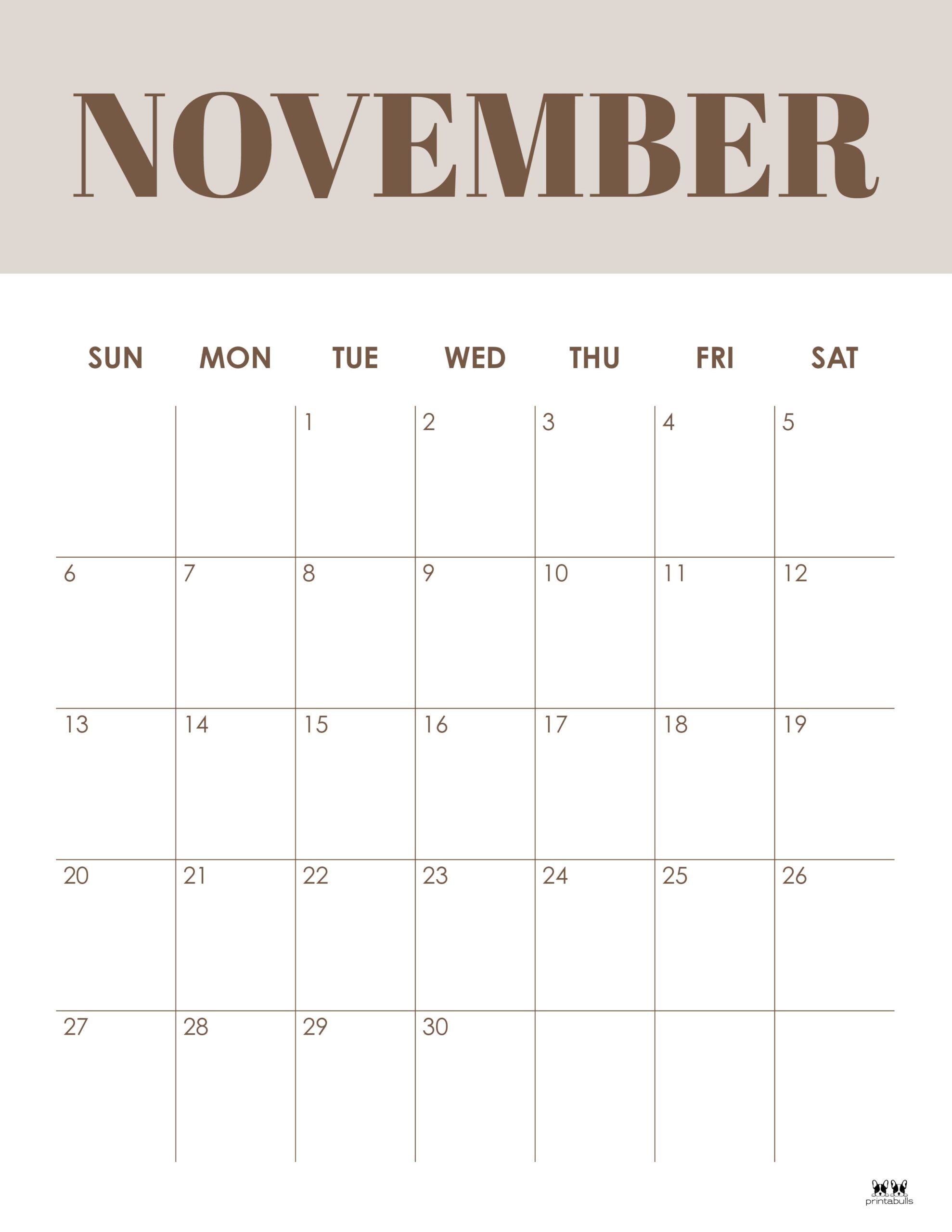 November 2022 Calendars - 50 FREE Printables | Printabulls
