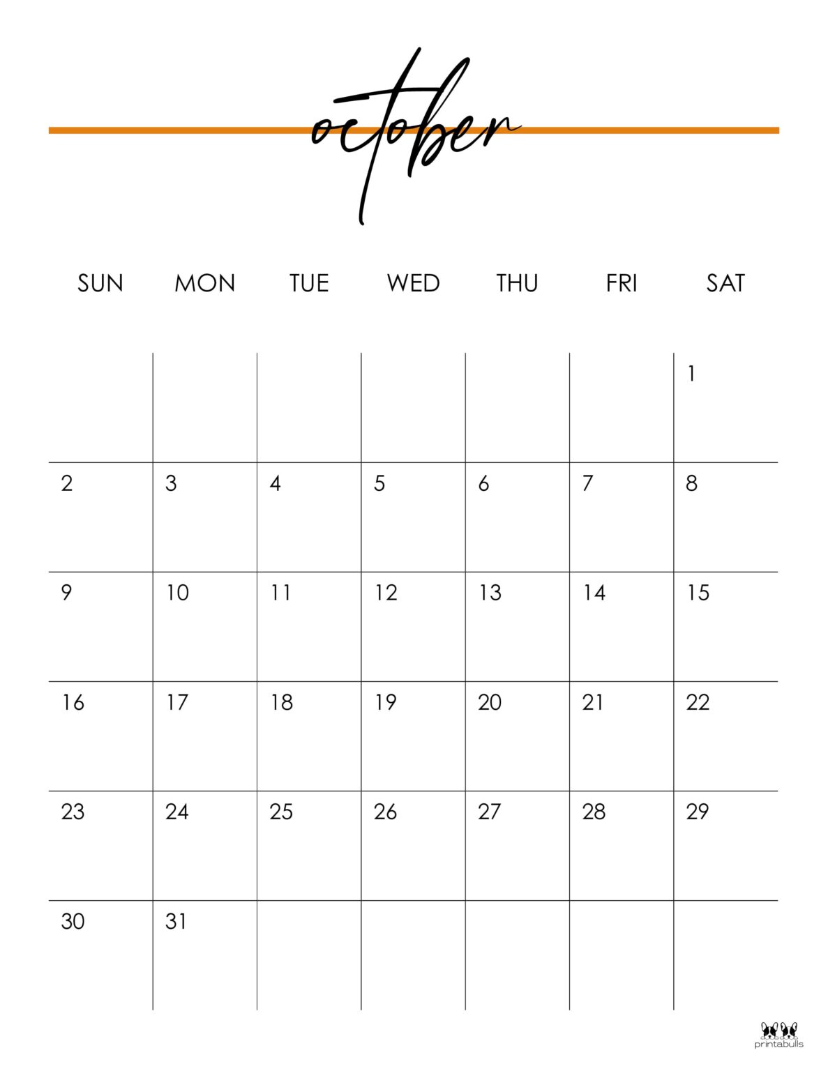 October 2022 Calendars - 50 FREE Printables | Printabulls