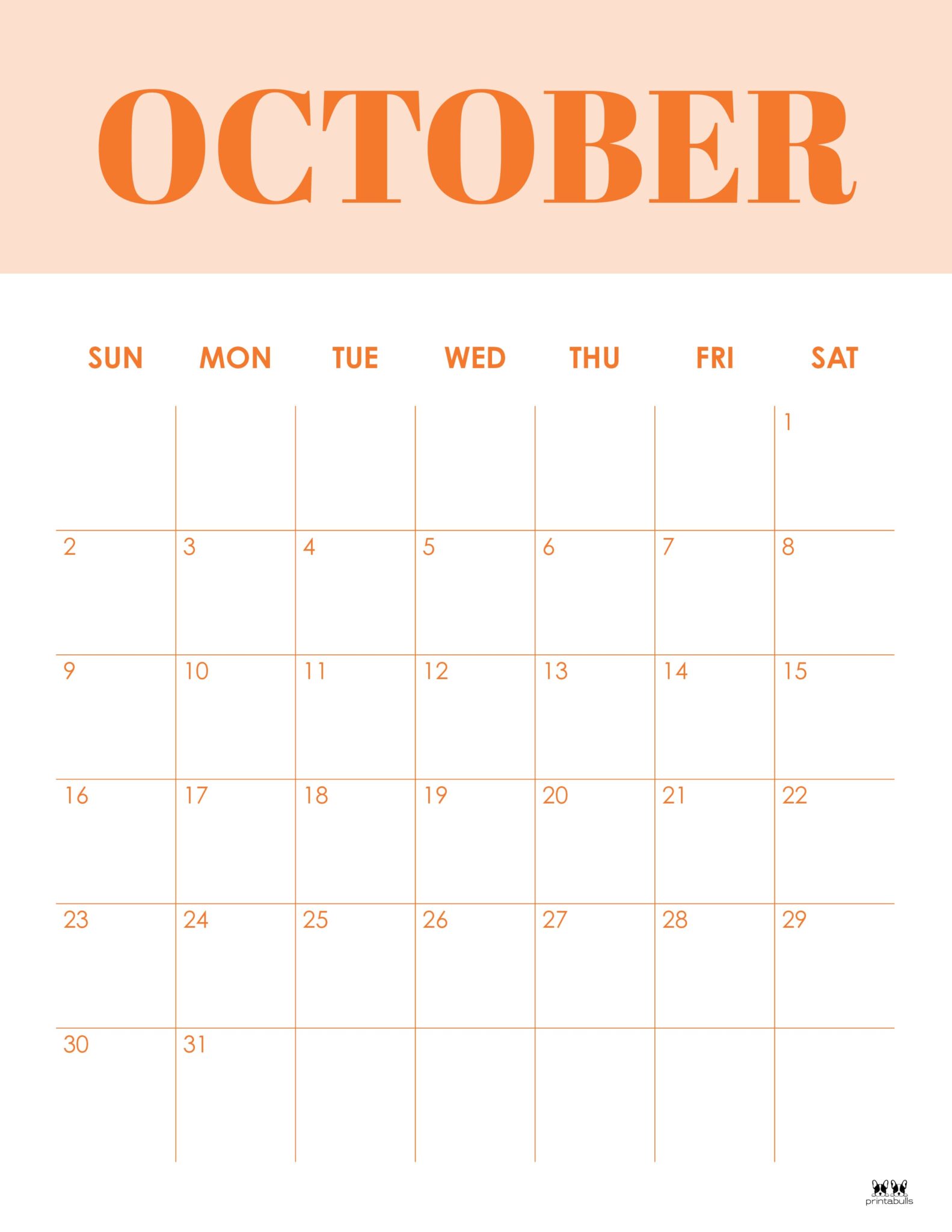 October 2022 Calendars - 50 FREE Printables | Printabulls
