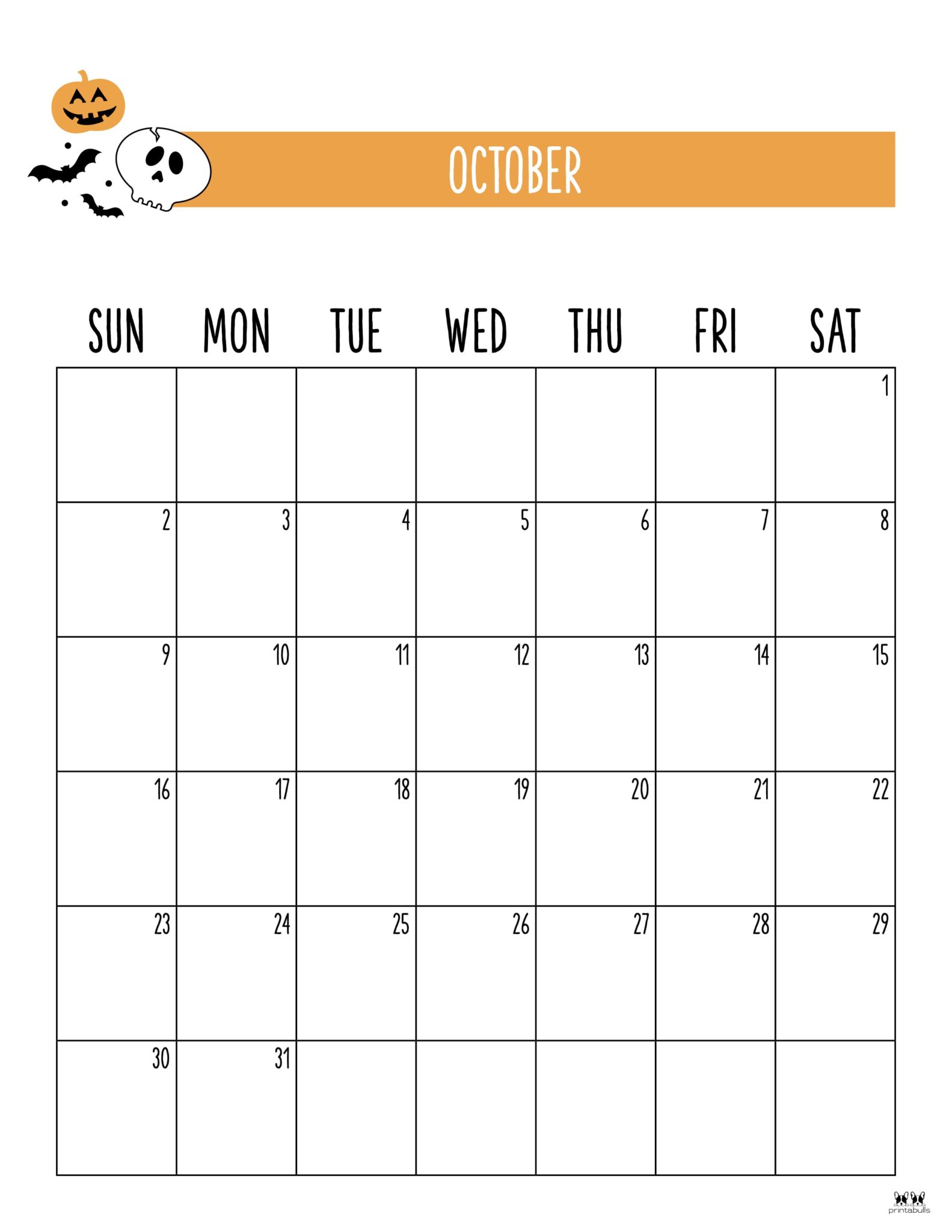 October 2022 Calendars - 50 FREE Printables | Printabulls
