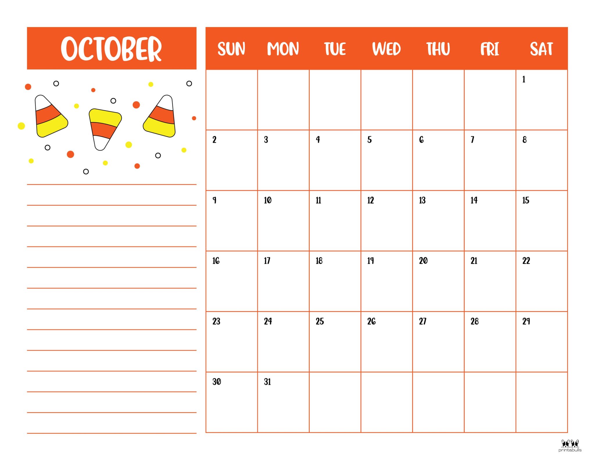 October 2022 Calendars - 50 FREE Printables | Printabulls