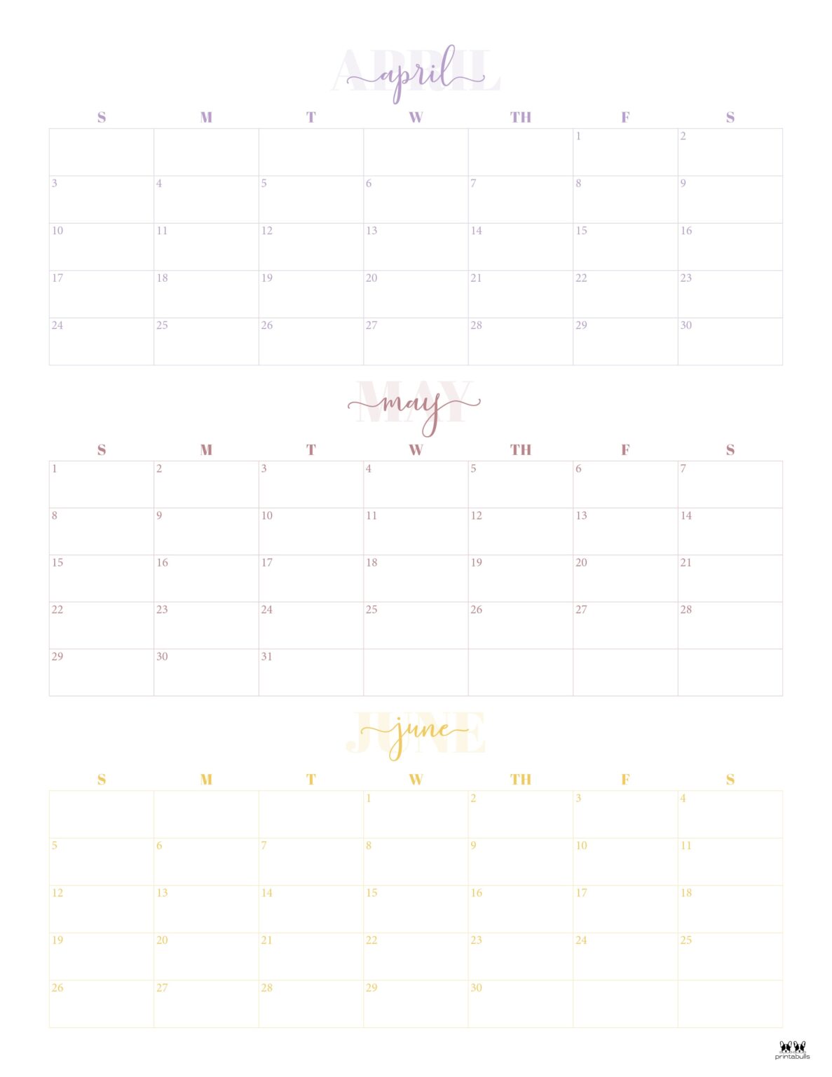 3 Month/Quarterly Calendars - 84 FREE Printables | Printabulls