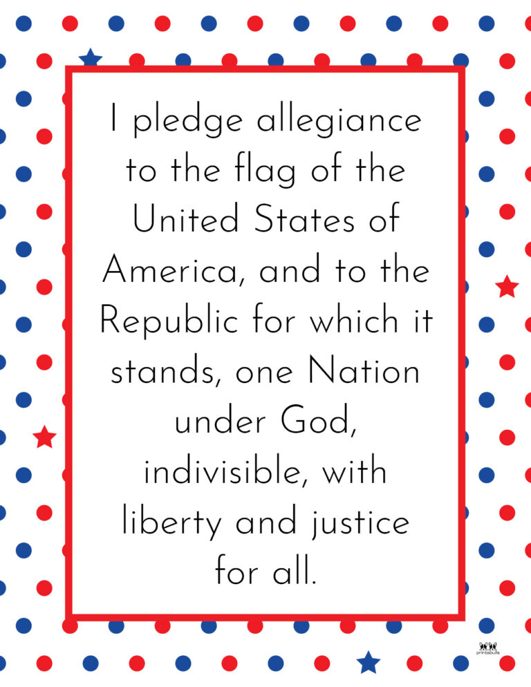 Pledge of Allegiance Words - 20 FREE Printables | Printabulls