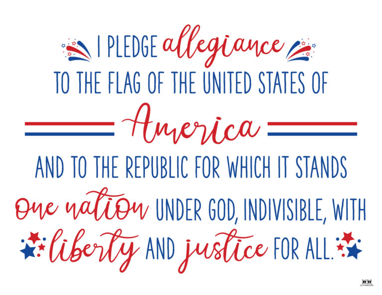 Pledge of Allegiance Words - 20 FREE Printables | Printabulls