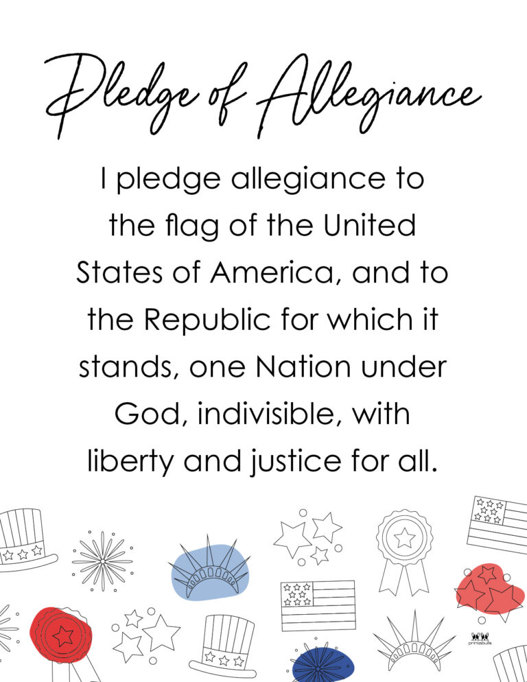 Pledge of Allegiance Words - 20 FREE Printables | Printabulls