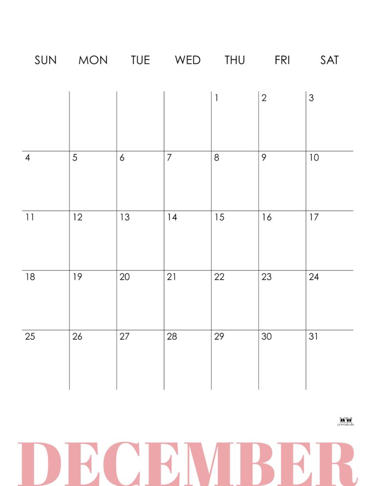 December 2022 Calendars - 50 FREE Printables | Printabulls